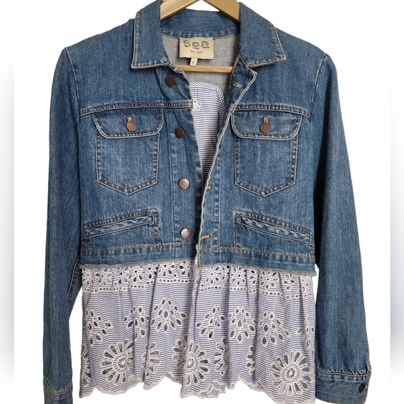 Sea New York | Jackets & Coats | Sea New York Denim Eyelet Trim Jacket ...
